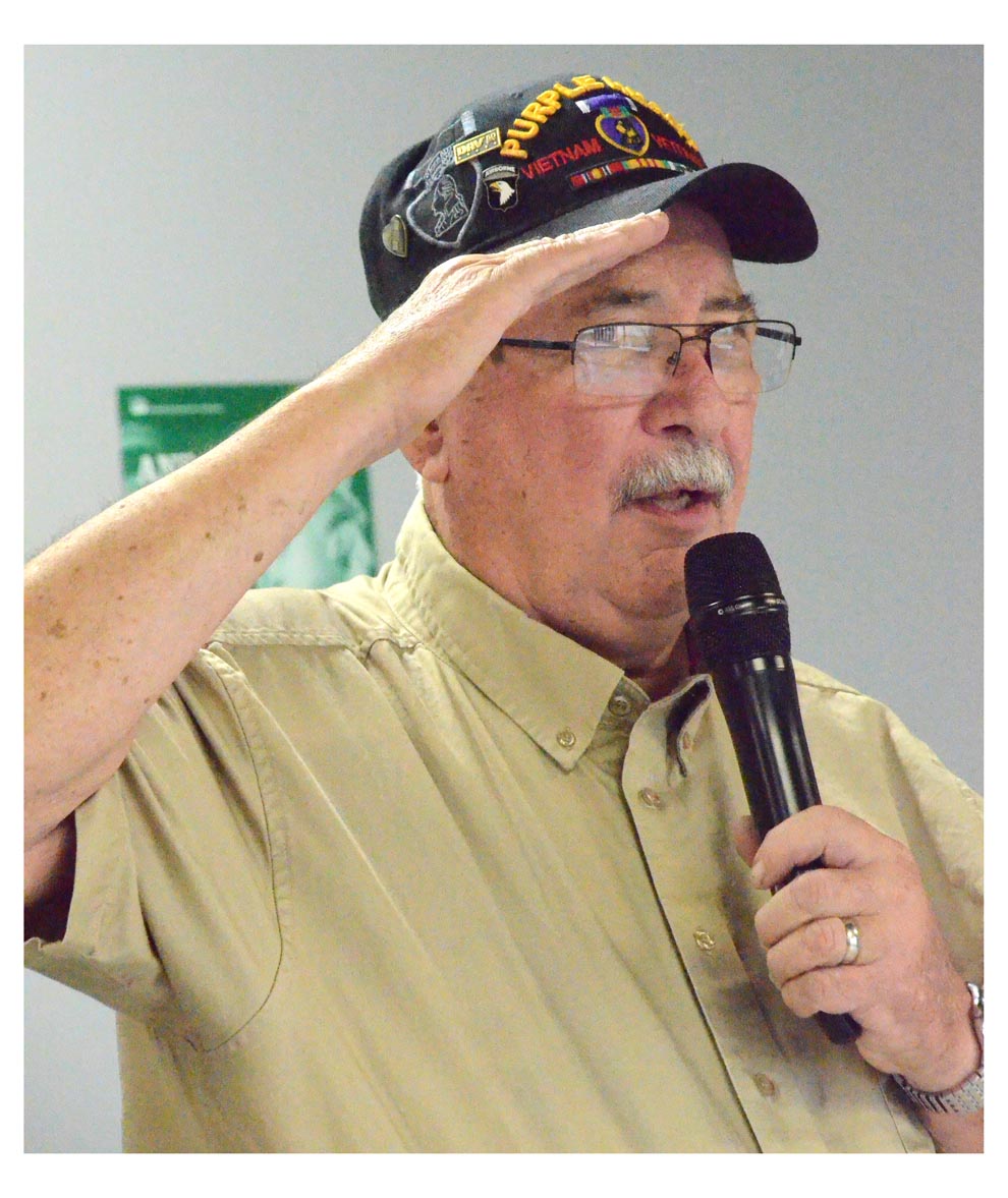 Jim Davidson, U.S. Army veteran, salutes and leads the pledge – The Voice