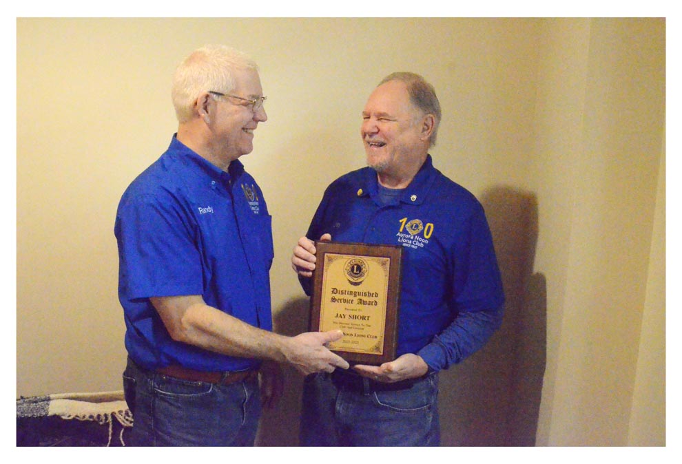 Jay Short receives Aurora Lion Club Service Award – The Voice